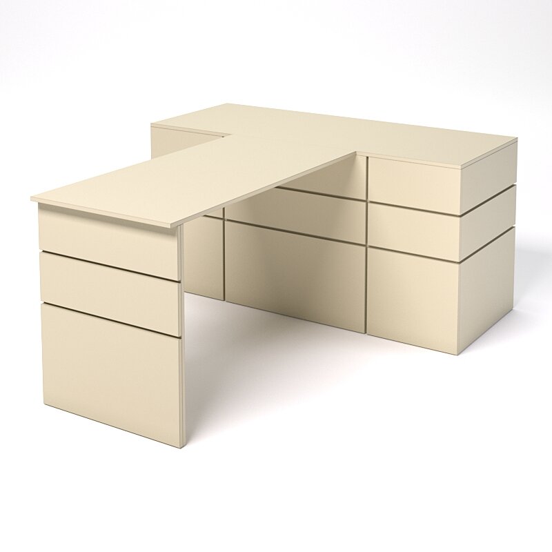 Стол руководителя №5 с приставкой брифингом, Крем Вайс. Производитель товара - компания Westcom.