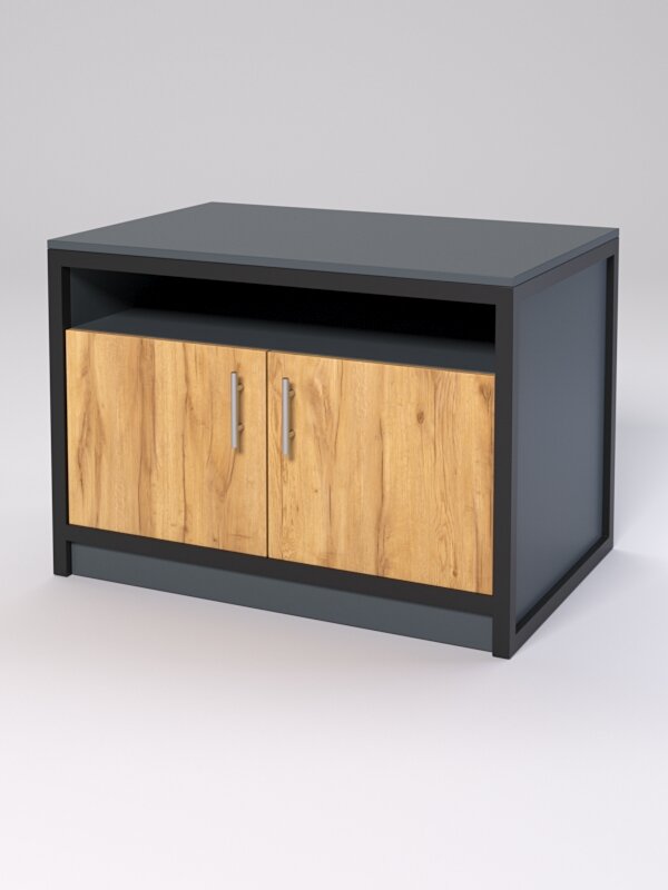 Тумба для оргтехники НТ-340 "стронг" в стиле лофт, Темно-серый и Дуб Золотистый
