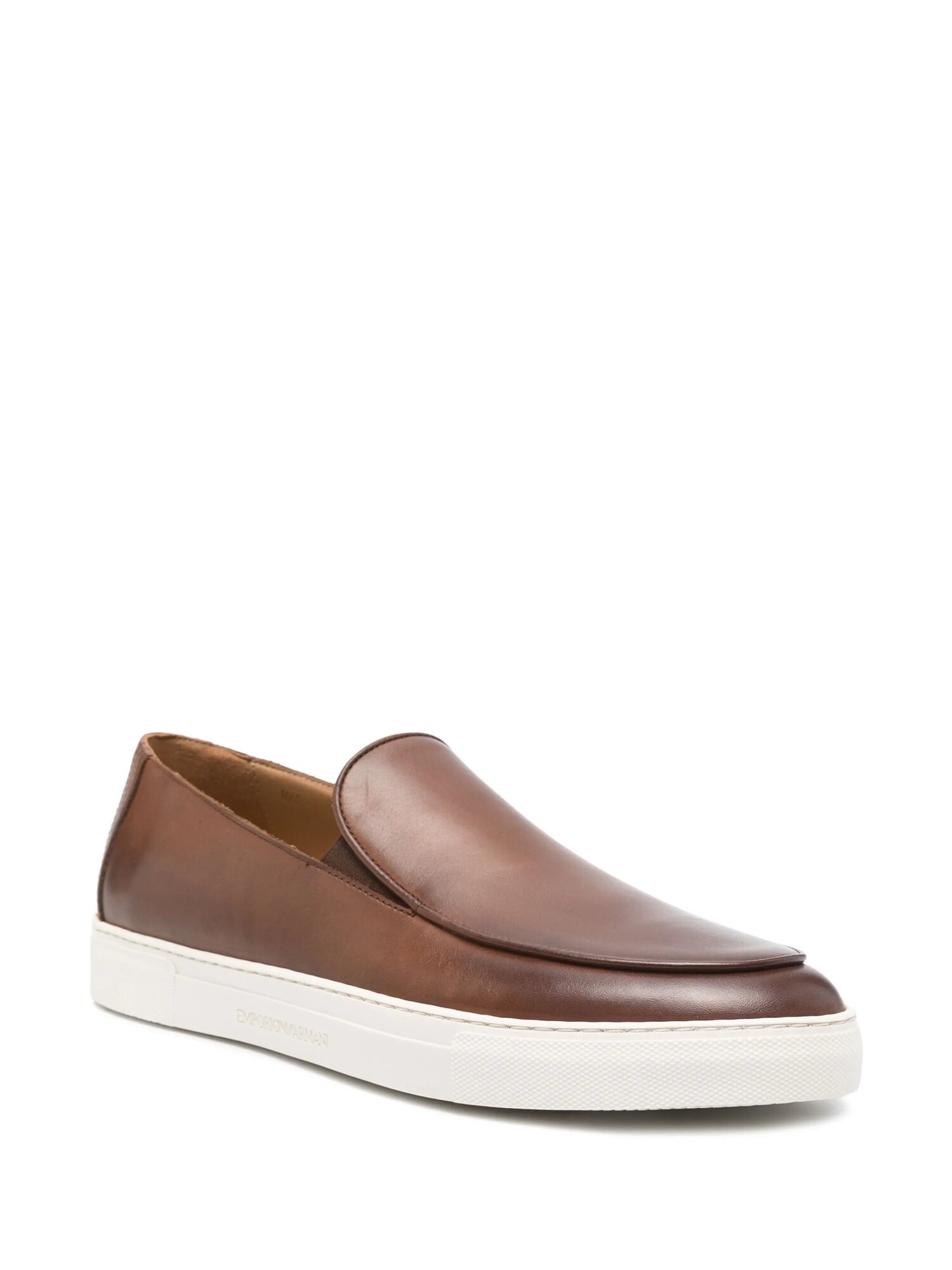 Кроссовки EMPORIO ARMANI Leather sneakers, размер 9, коричневый/серый/оранжевый — фото 1