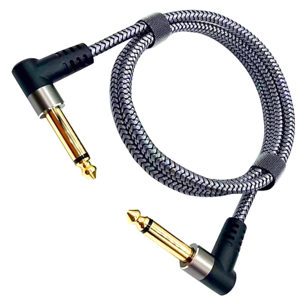 Guitar Patches Cables 6.35MM Effects Pedal Board Cord Right Angle Pedal Board Cable Nylon Braided Cable Connector
