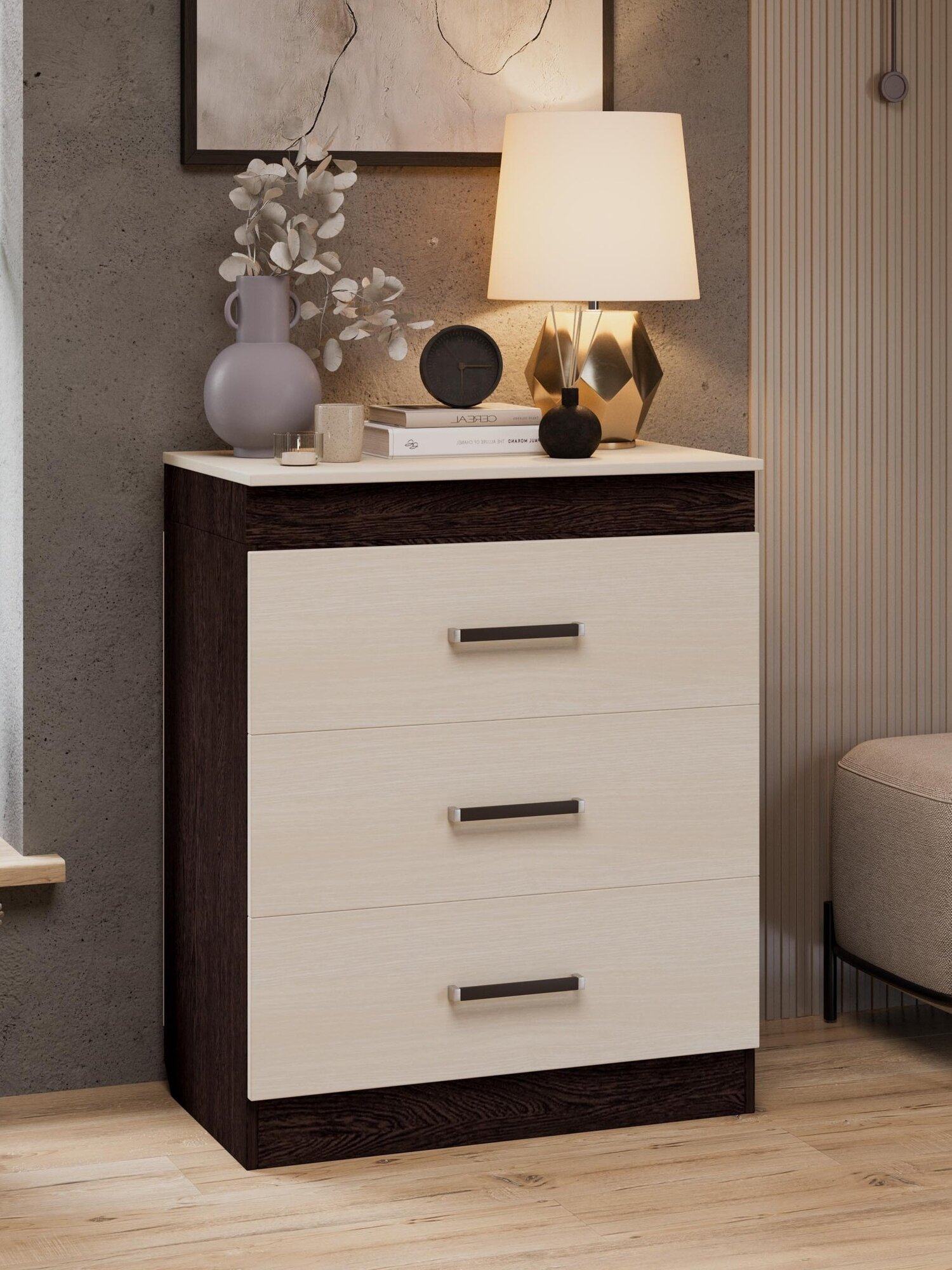 Комод ТриЯ со встроенной гладильной доской, Венге Цаво/Дуб Белфорт