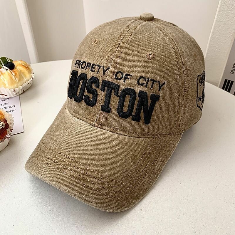 Американская бейсболка в стиле ретро, женская весенне-летняя кепка с вышивкой на лице, маленькая большая окружность головы, фуражка с широкими полями