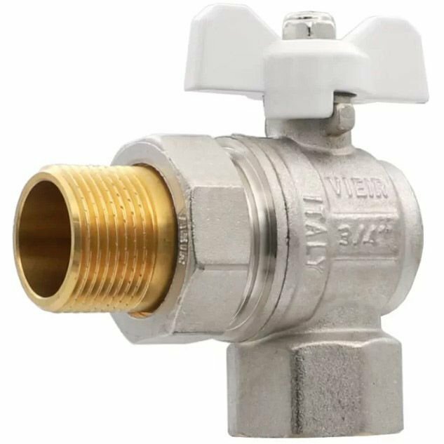 Кран угловой с американкой 3/4 (баб. белый) Vieir (Виеир) (VER48B)