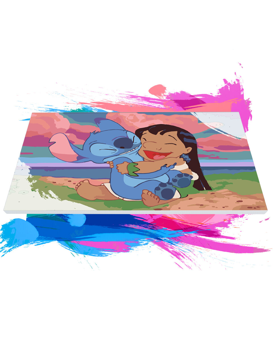 Картина по номерам на холсте Лило и Стич - Обнимашки, 40 х 60 см