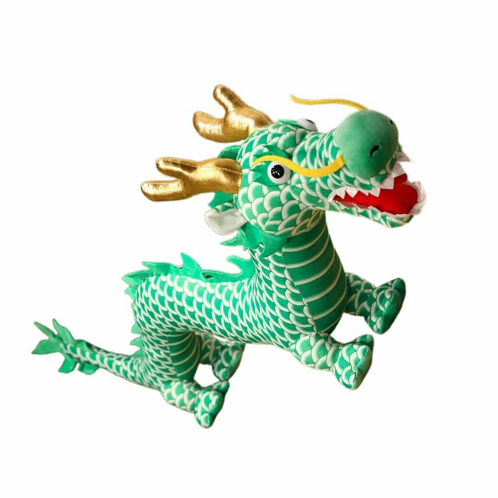 Имитация китайской куклы-дракона, плюшевая игрушка-зеленый