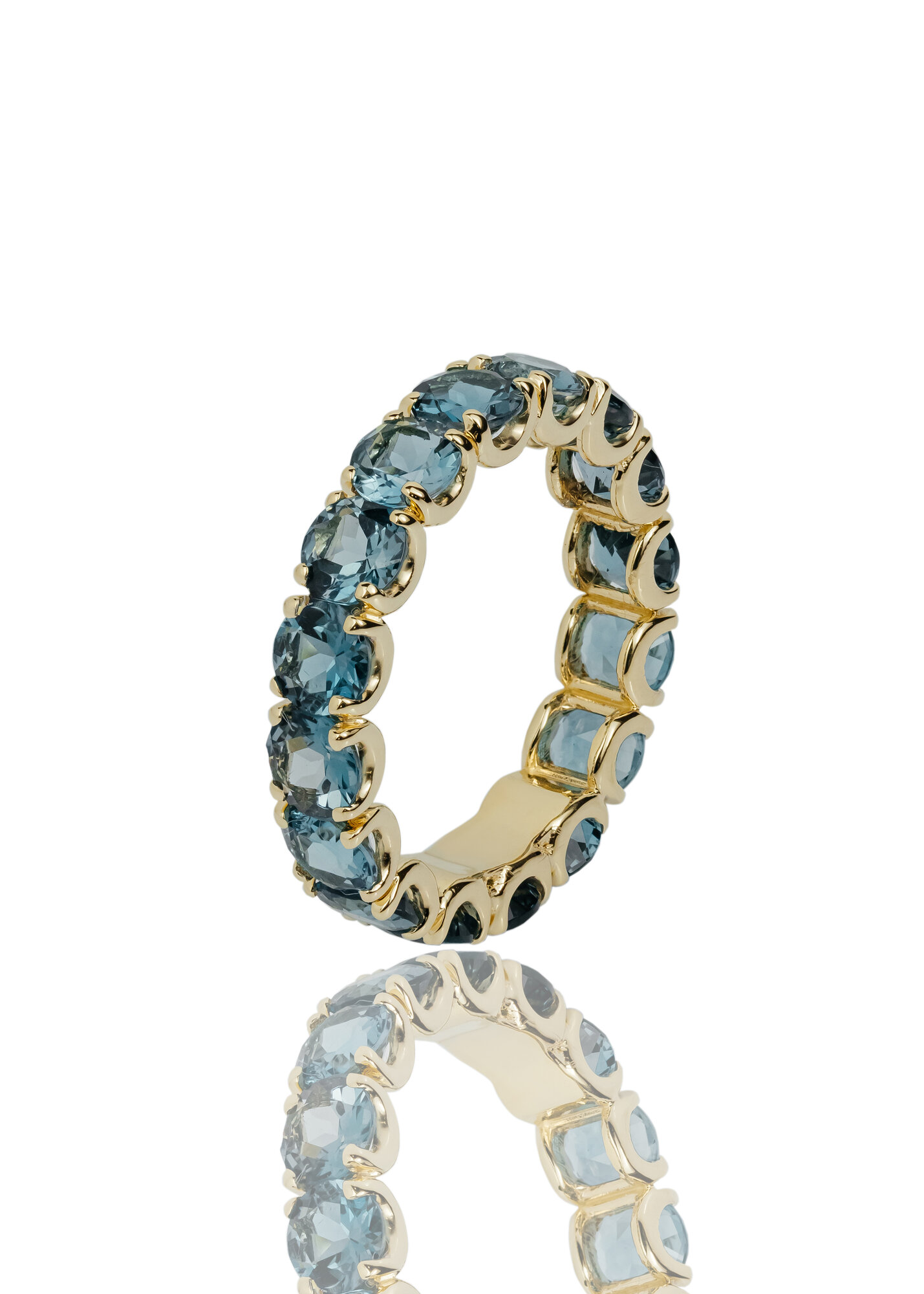 Кольцо дорожка, желтое золото, 585 проба, Лондон топаз