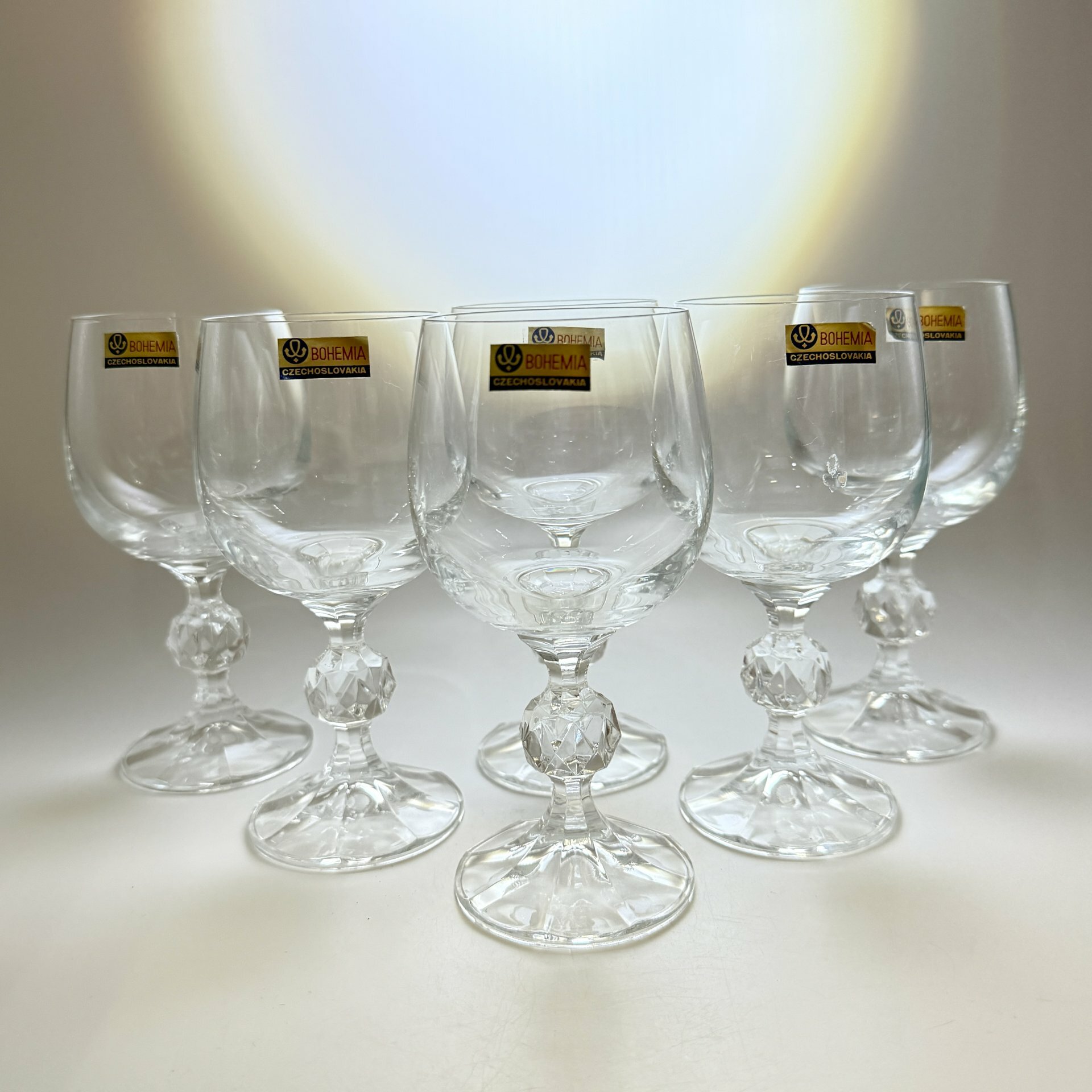Набор из 6-ти винных бокалов, стекло, Bohemia Crystal (Bohemia Glass), Чехословакия, 1970-1990 гг.
