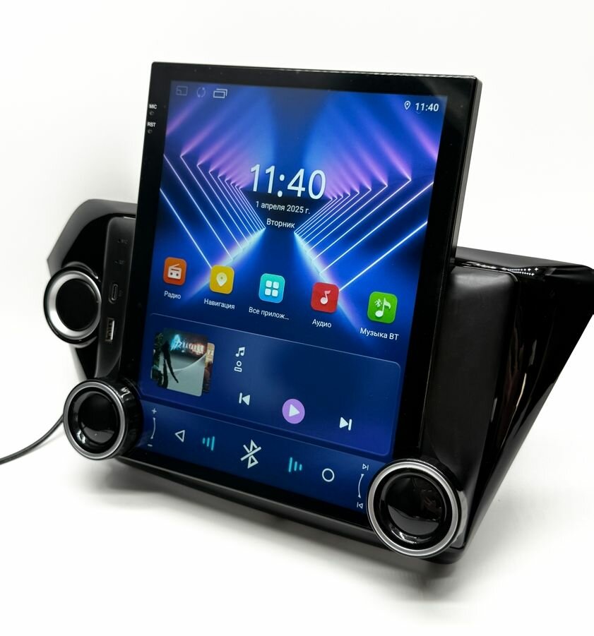 Большая магнитола Tesla Drive One 4/64 с крутилками Kia Rio 3 2011-2015