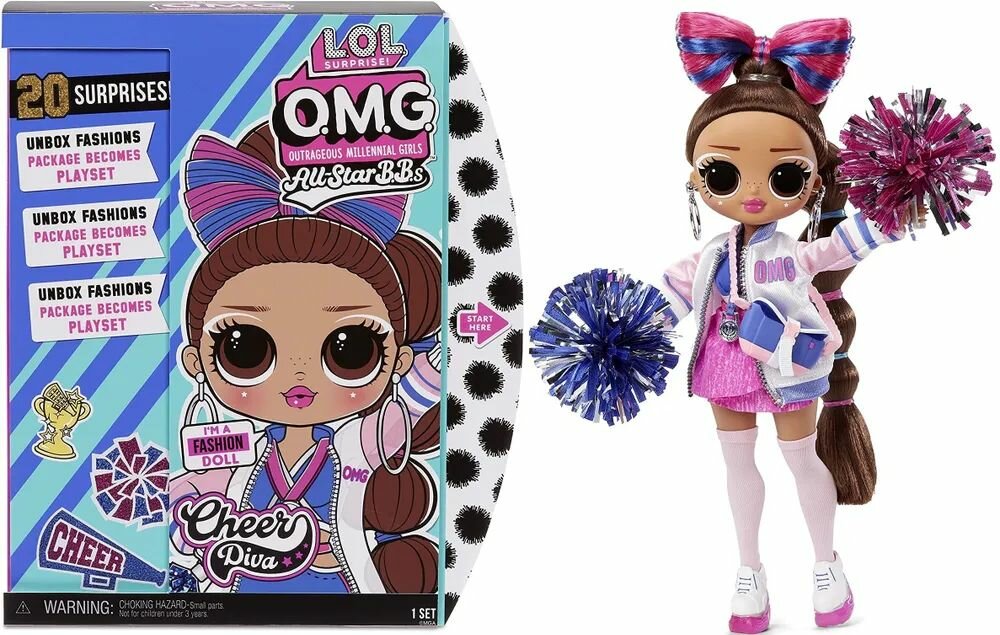 Кукла L.O.L. Surprise OMG Sports Cheer Diva Большая Кукла ЛОЛ Болельщица Черлидерша25 см