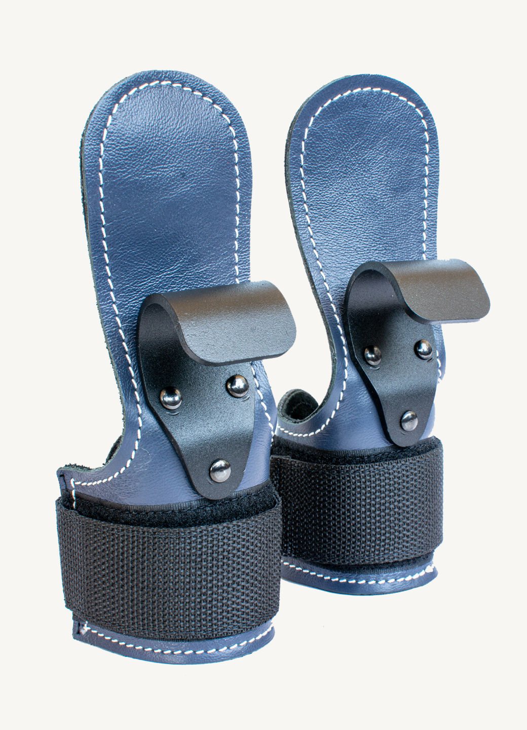 Крюки для перекладины и тяги ReKoy FG006 кожаные синие, 2 шт.