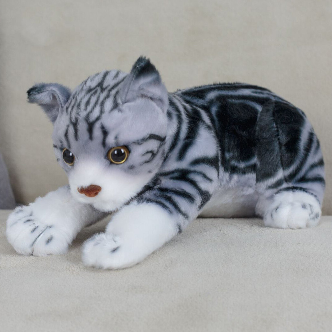 Мягкая игрушка реалистичная Кошка 27 см (серая полосатая) (LW602719916GR)