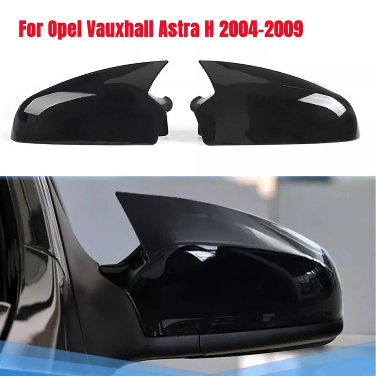 Комплект Из 2 Накладок На Боковые Зеркала Для Opel Vauxhall Astra J/H MK6 Glossy Black-Astra H