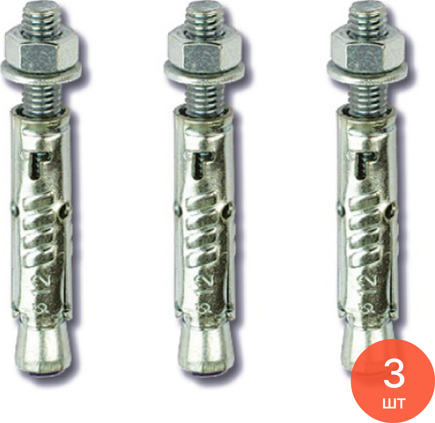 Анкер DKC / ДКС CM441274 стандартный стальной со шпилькой М12, 1шт. / крепеж (комплект из 3 шт)