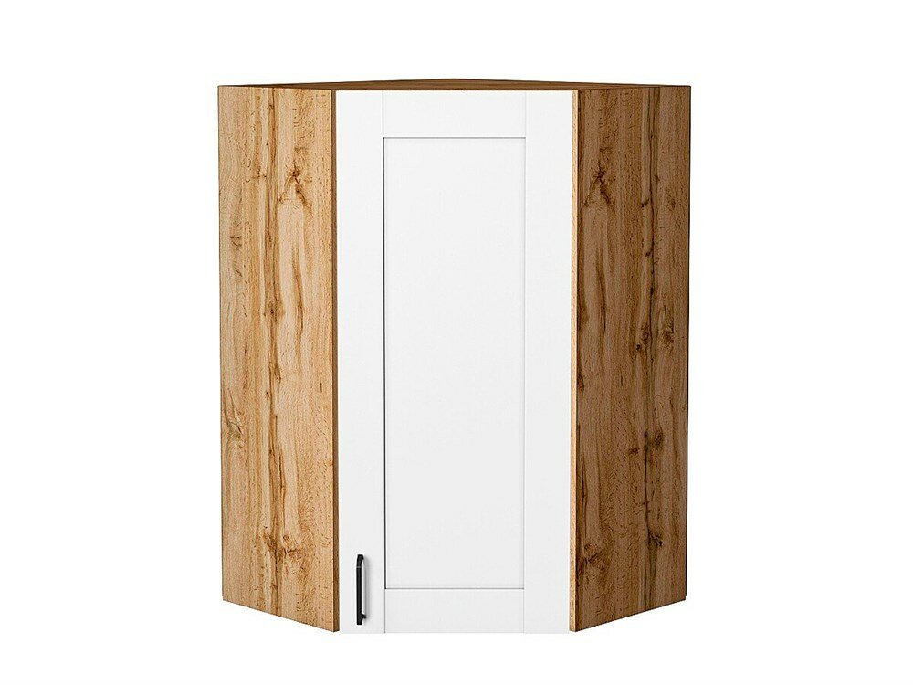 VVT Шкаф верхний угловой Лофт Дуб Вотан, Super White, 920 В*Ш*Г 920*600*600, фасад МДФ Super White, корпус Дуб Вотан Super White