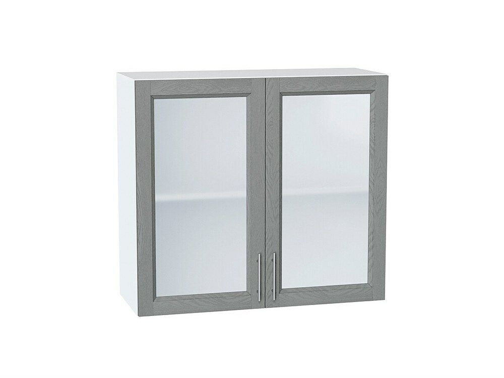 VVT Шкаф верхний с 2-мя остекленными дверцами Сканди Белый, Grey Softwood, 720, 800