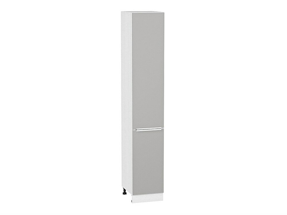VVT Шкаф пенал с 2-мя дверцами Фьюжн Белый, Silky Light Grey, 2340, 400 В*Ш*Г 2336*400*576, фасад МДФ Silky Light Grey, корпус Белый Silky Light Grey