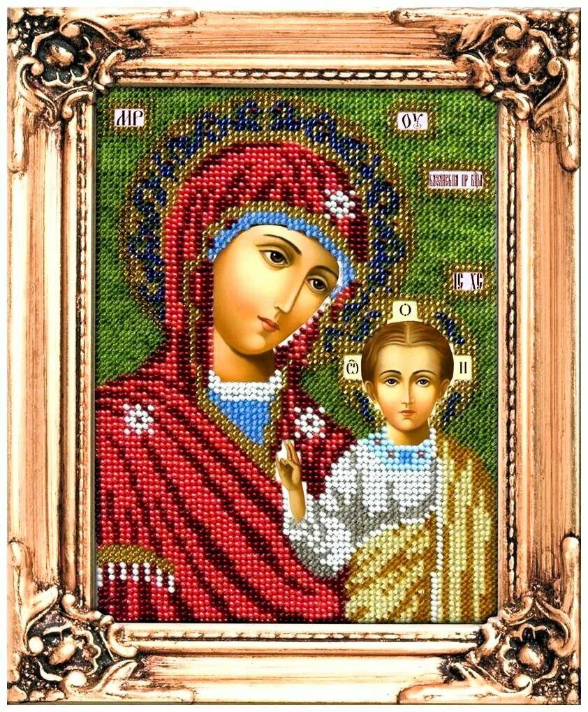 Набор для вышивания бисером икона "Казанская икона Божией Матери" M-12, 14х19 см, Вышиваем бисером