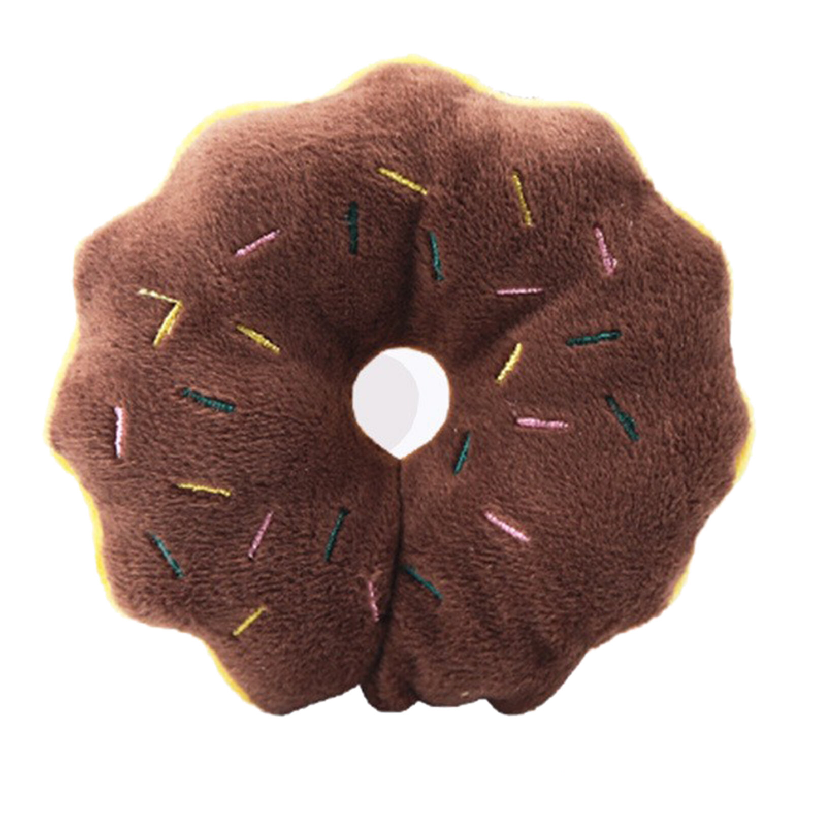 Мягкая плюшевая игрушка для жевания в форме пончика, имитирующая грызение и скрежетание зубами, интерактивная игрушка для собак, снижающая тревожность, коричневого цвета.