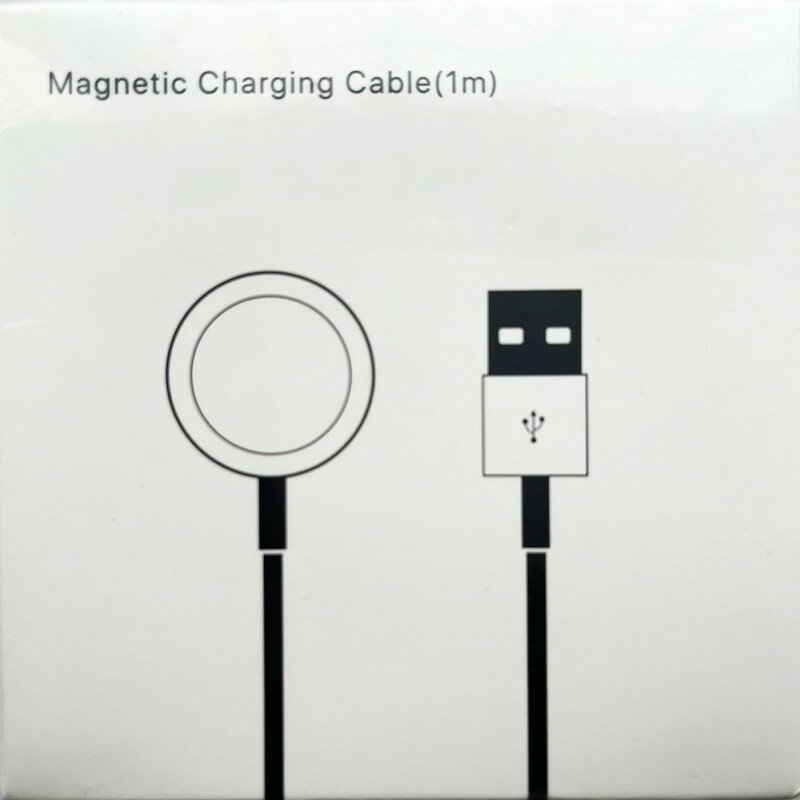 Одиночный кабель зарядки Apple Watch с USB-A разъемом и пластиковым корпусом для серии 1-8, белый