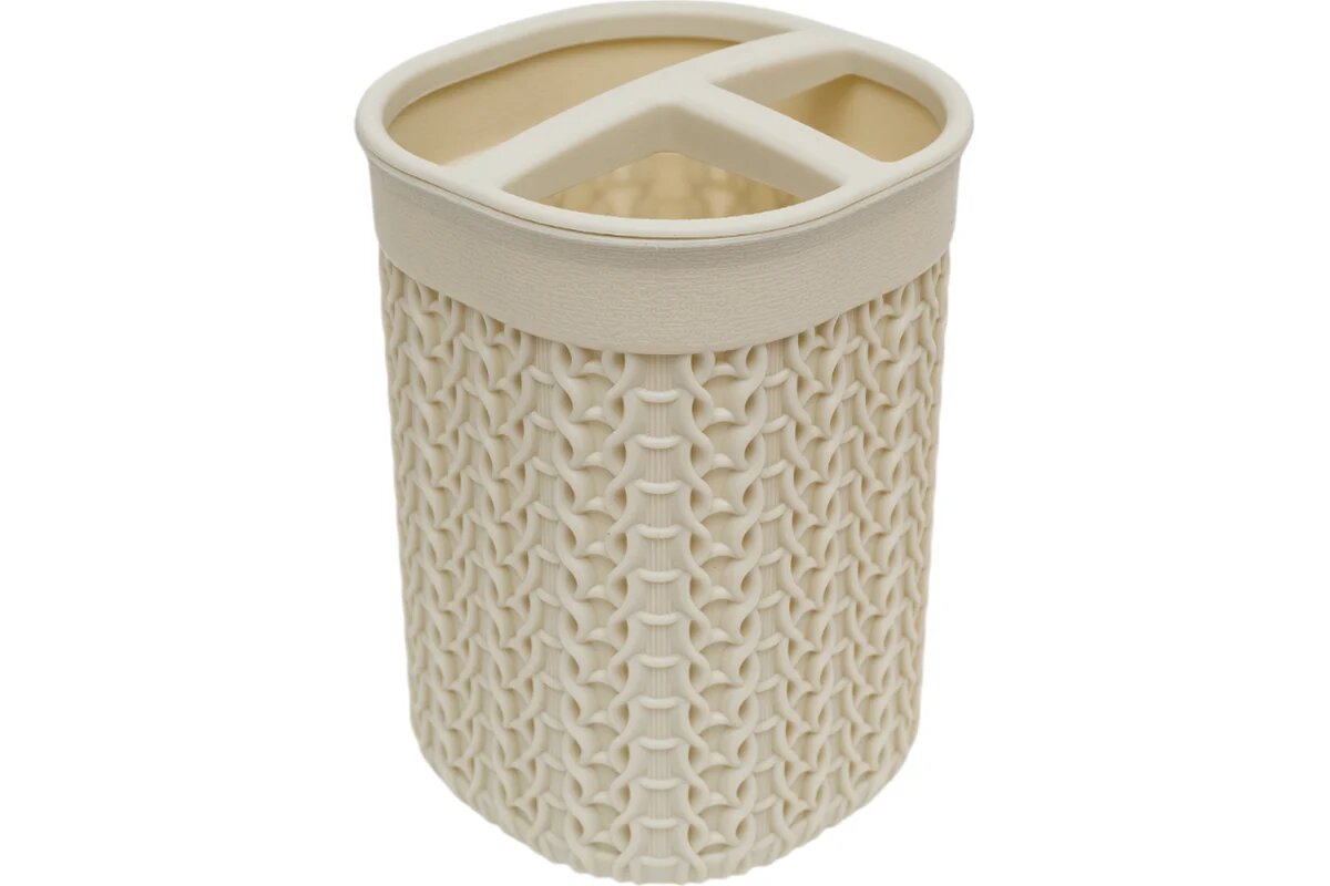 IDEA Подставка для зубных щеток вязание белый ротанг М 2240 для ванной комнаты