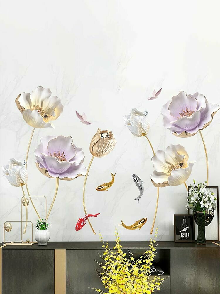 3D наклейки на стену "Суккуленты" — объемные, для кухни/спальни/балкона, декор без полива