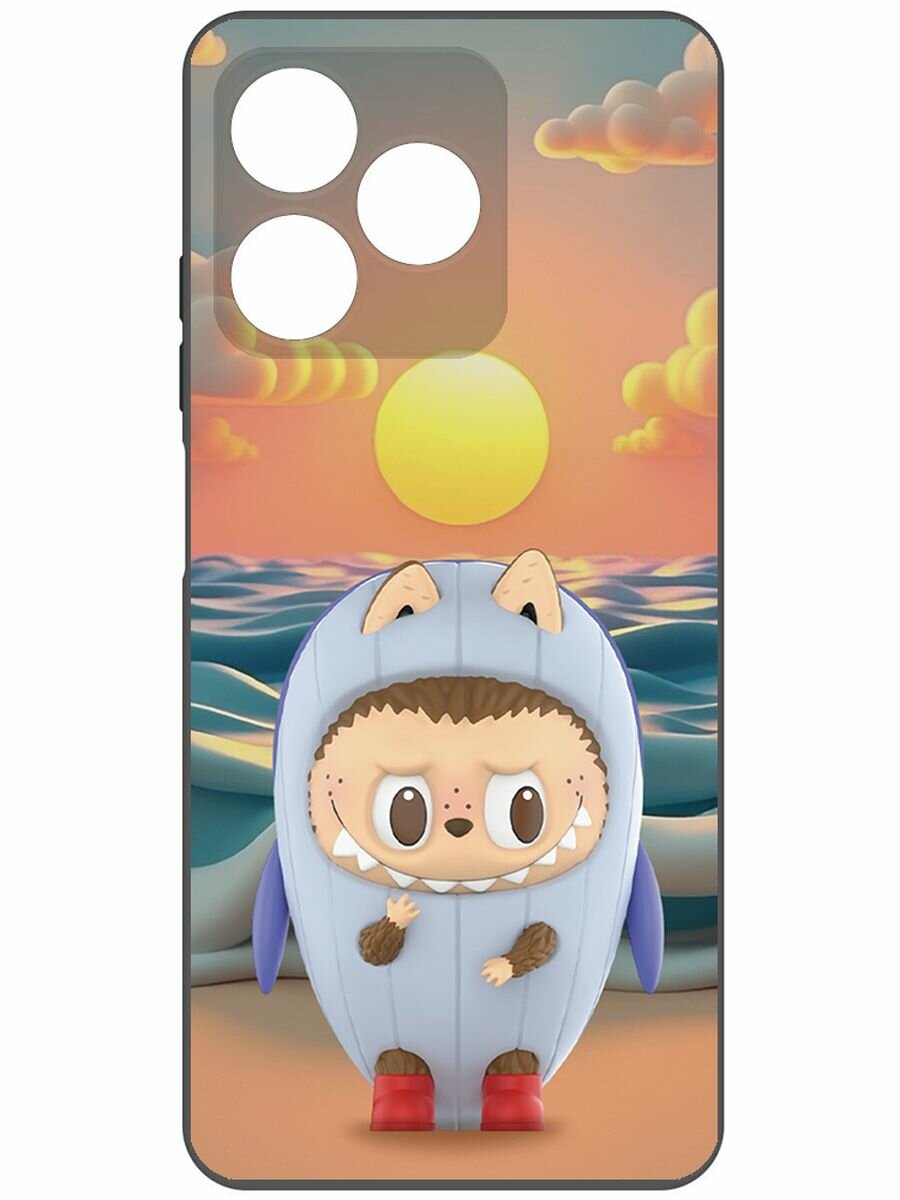 Чехол-накладка Krutoff Soft Case Лабубу Кит для Realme Note 50 черный
