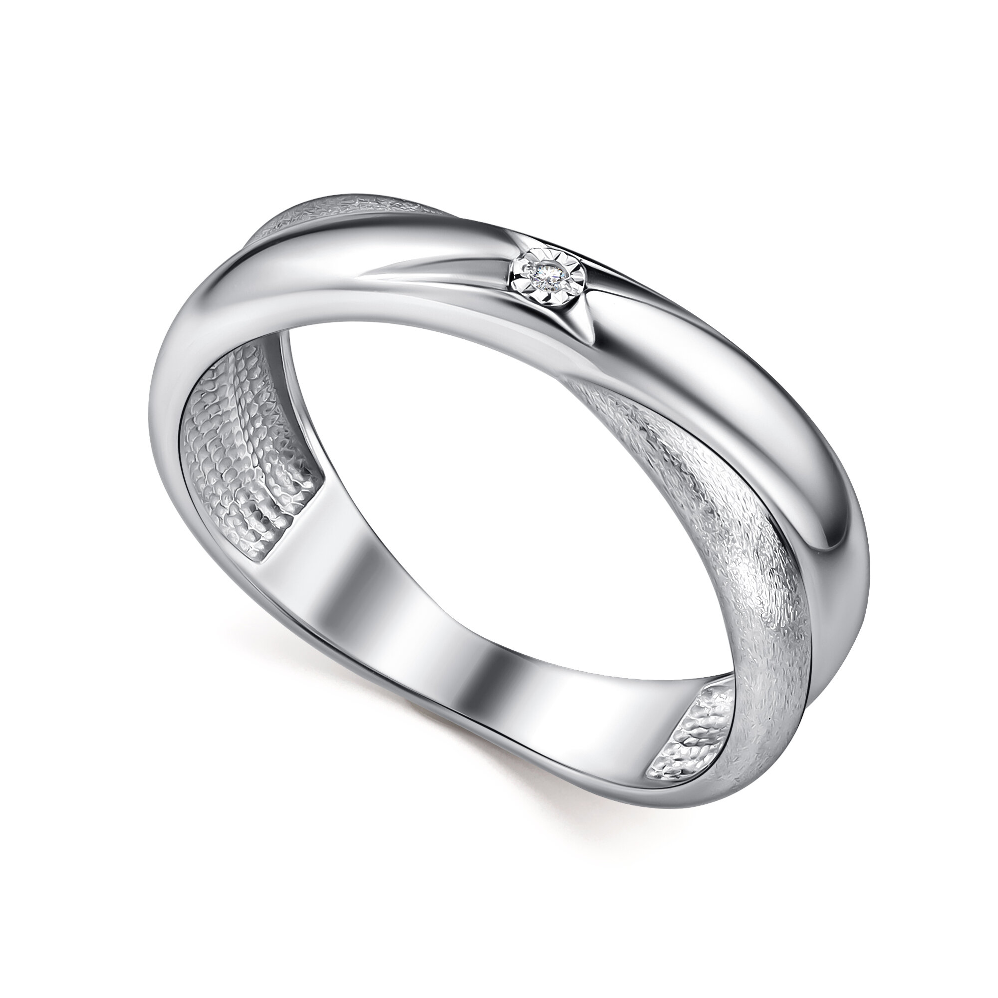 Кольцо, серебро, 925 проба, родирование, бриллиант