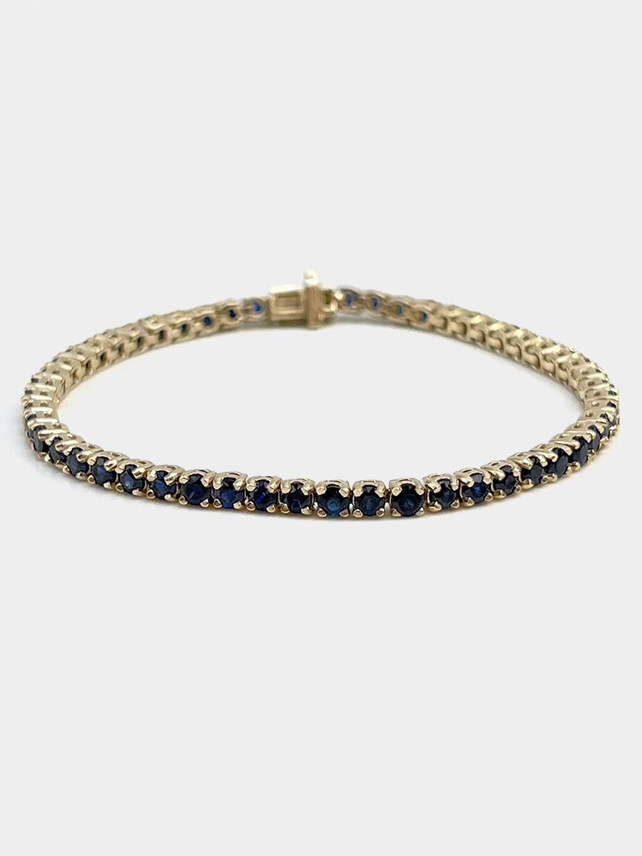 Браслет, желтое золото, 375 проба, сапфир