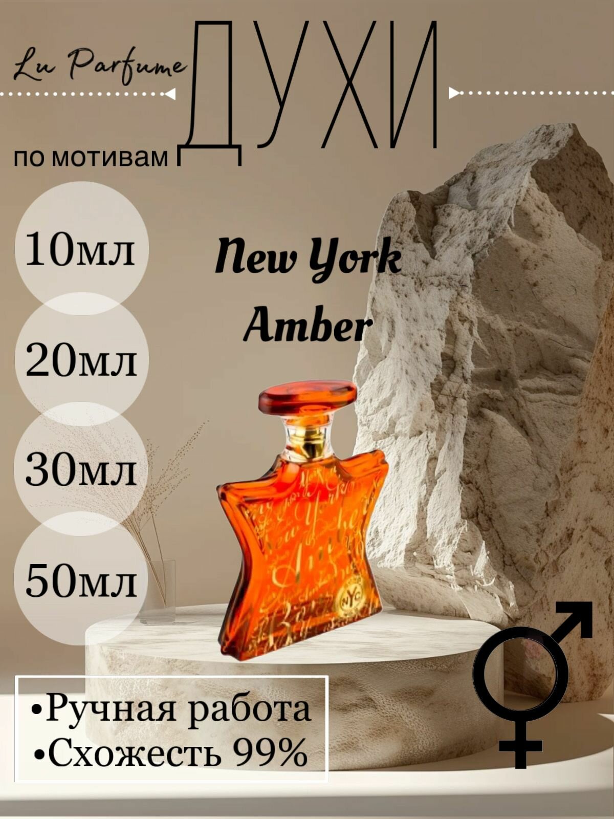 Духи ручной работы по мотивам 'New York Amber', для мужчин и женщин Lu Parfume