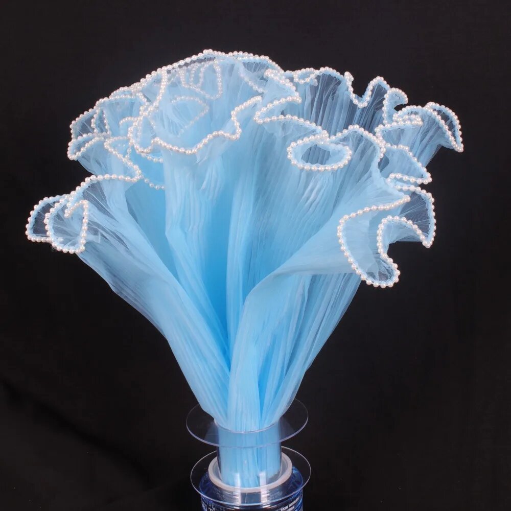 Жемчужное кружево, ткань для упаковки цветов, волнистая пряжа, букет ручной работы, подарочная упаковка, сетка для флориста, 28 см x 4 ярда, упаковка для цветочного букета