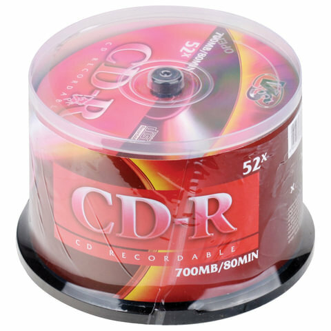 Диск CD-R VS 700 Mb 52x Cake Box (упаковка на шпиле), комплект 50 шт, VSCDRCB5001