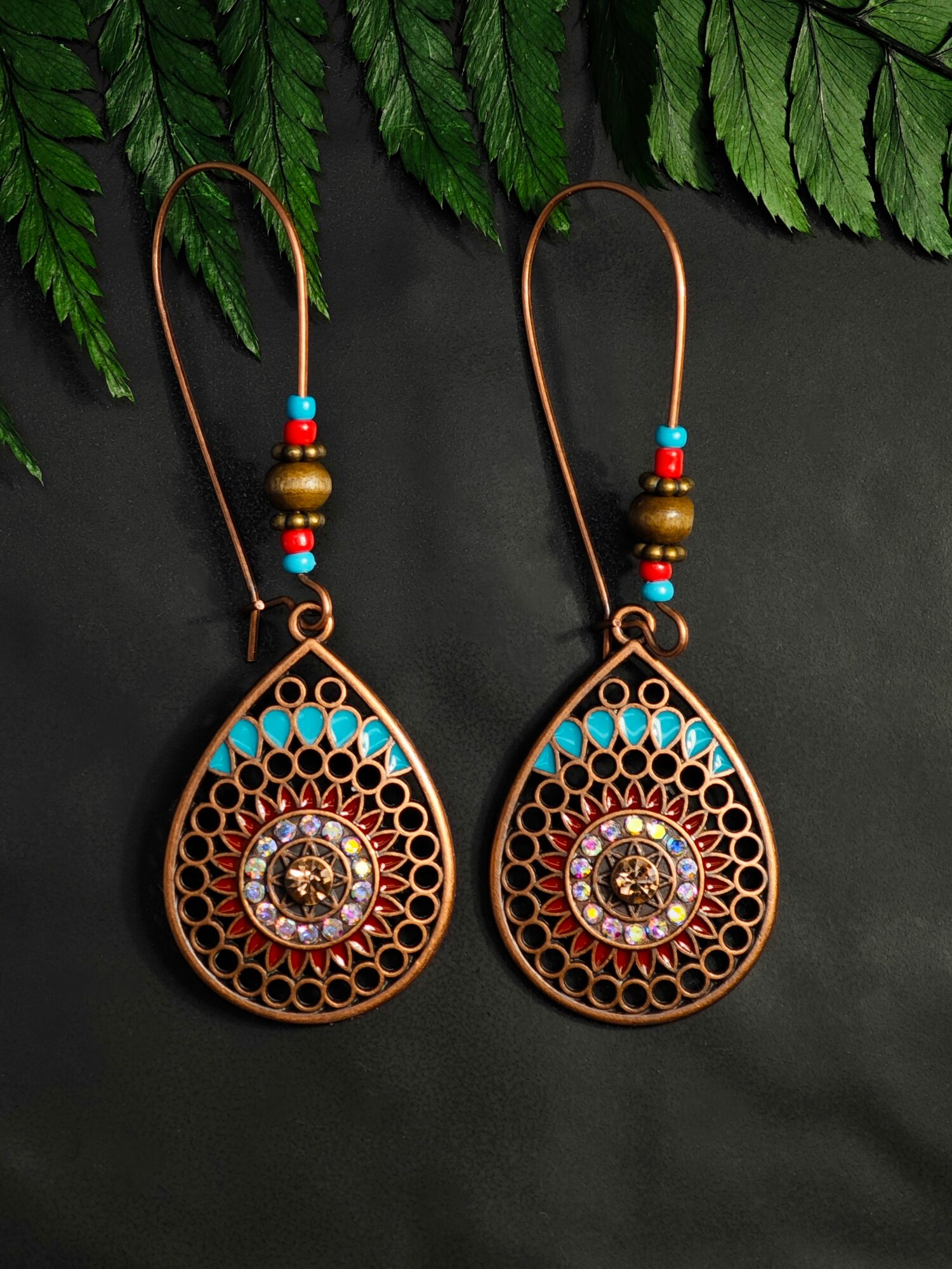 Серьги, бирюза синтетическая, эмаль