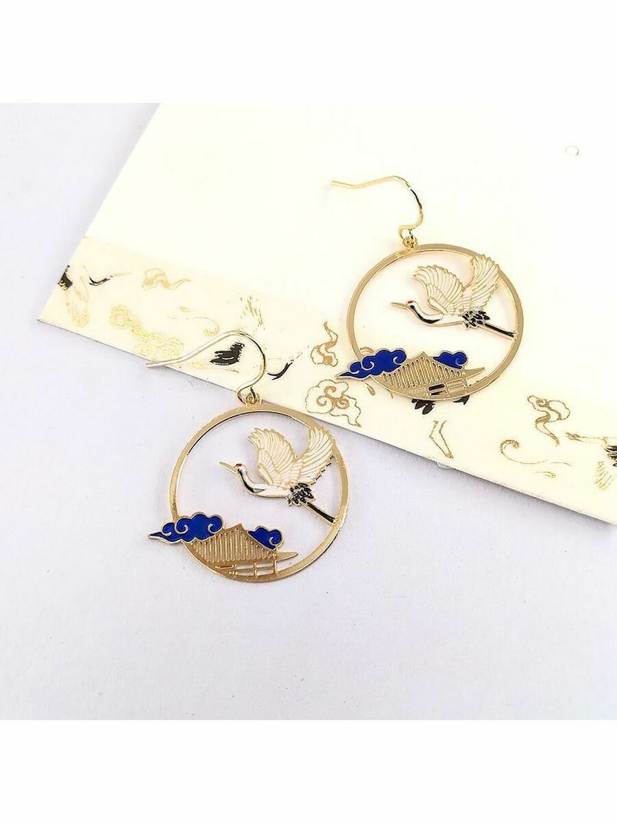 Серьги, металл, эмаль, искусственный камень, стекло