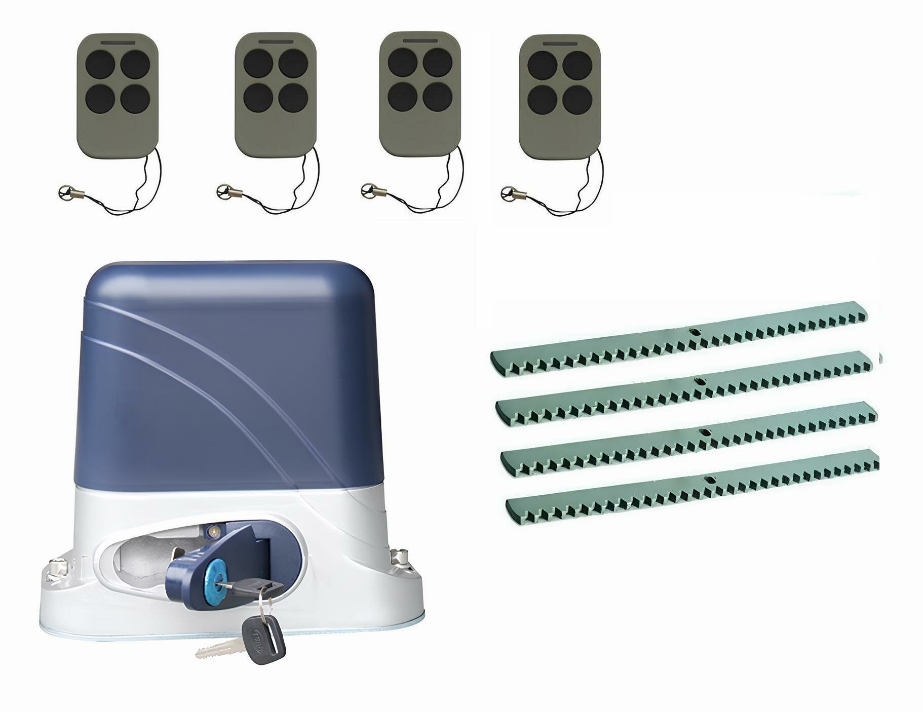 Автоматика для откатных ворот KSL-800 KIT-KR4-Т4, комплект: привод, 4 пульта, 4 рейки
