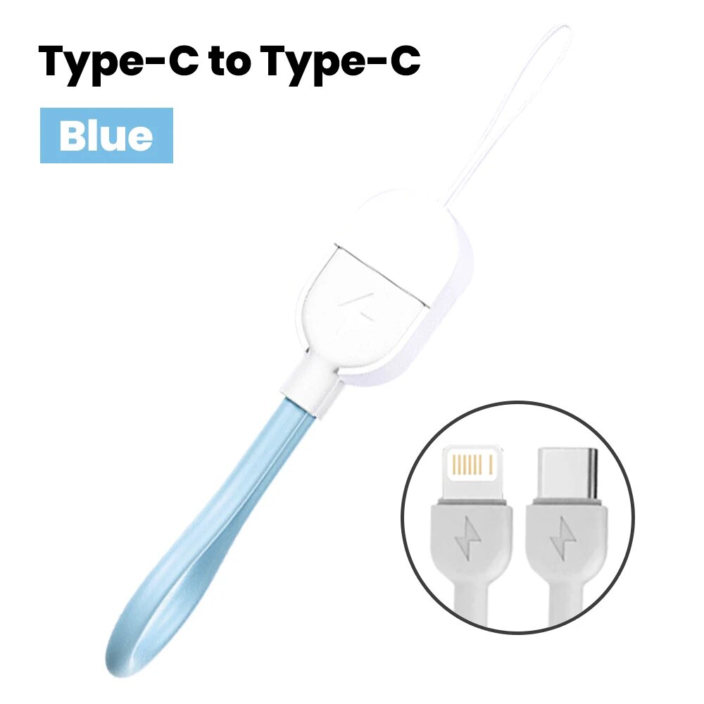 60 Вт 16 см короткий кабель USB C к типа C для быстрой зарядки для Samsung Xiaomi Huawei Blue CL