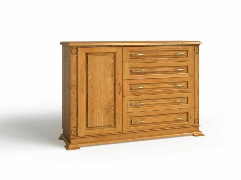 Комод Верди №119 из Массива сосны, 5 ящ, 130х45х100 см, классический орех 2