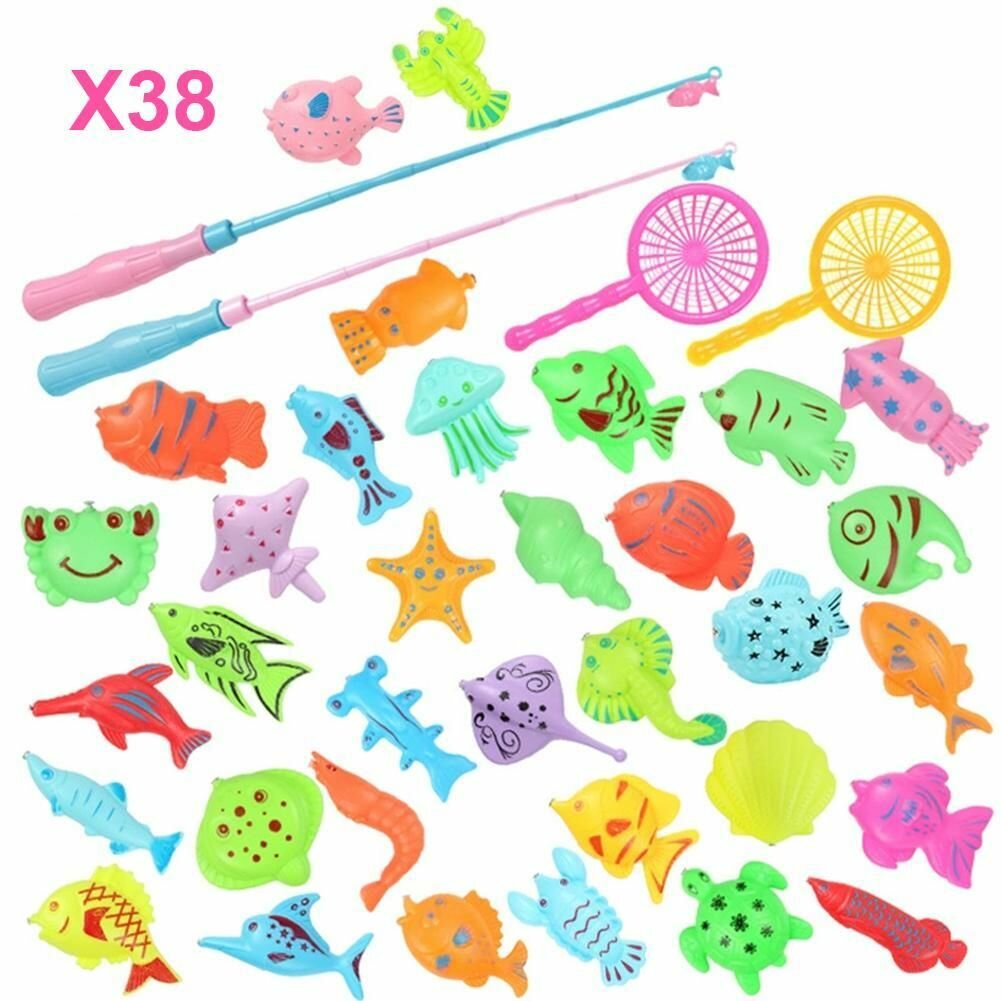 Магнитная рыбалка для детей, игрушки для ванной, Игровой набор для купания из 38 предметов