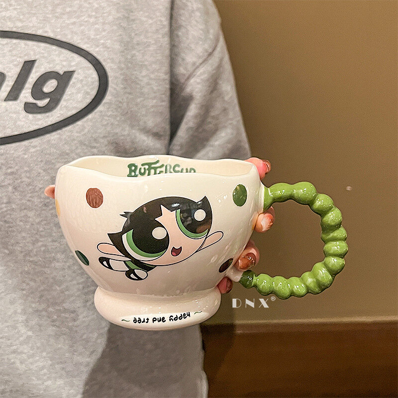Керамическая чашка с ручкой из мультфильма «Суперкрошки», милая кружка для девочек, детская чашка для завтрака, домашняя чашка для воды