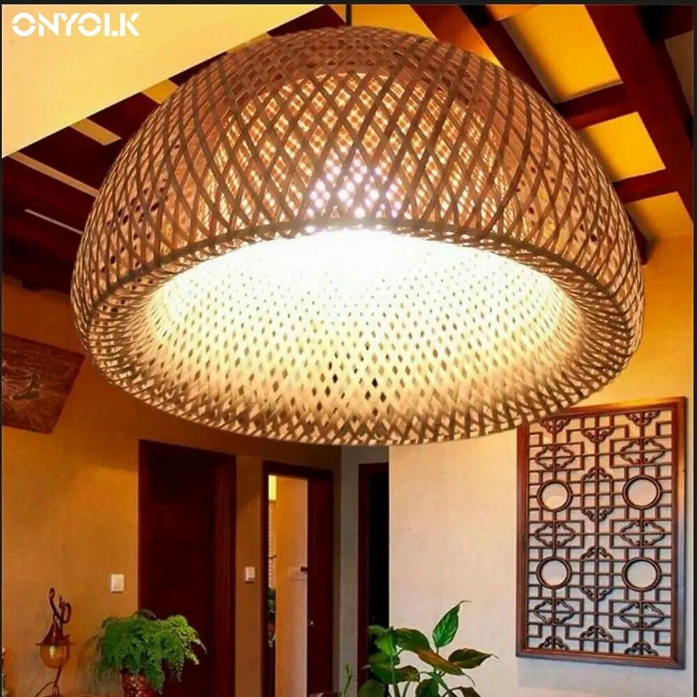 Люстра подвесная Бамбуковый абажур Подвесной абажур ротанга включая луковицы