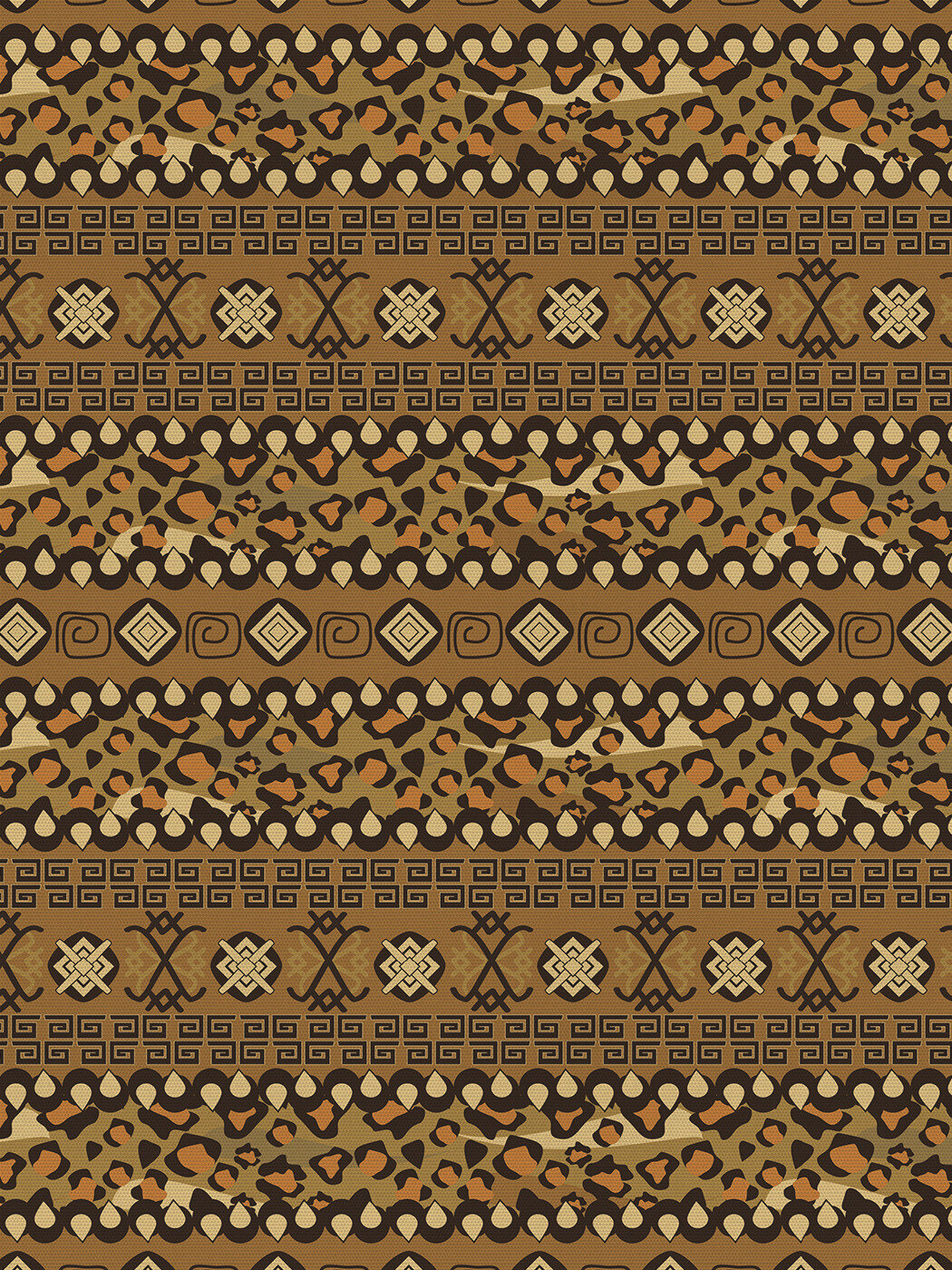 Отрезная ткань для мебели Ambesonne "Африканский стиль" метражом для рукоделия и шитья, оксфорд, 155 см