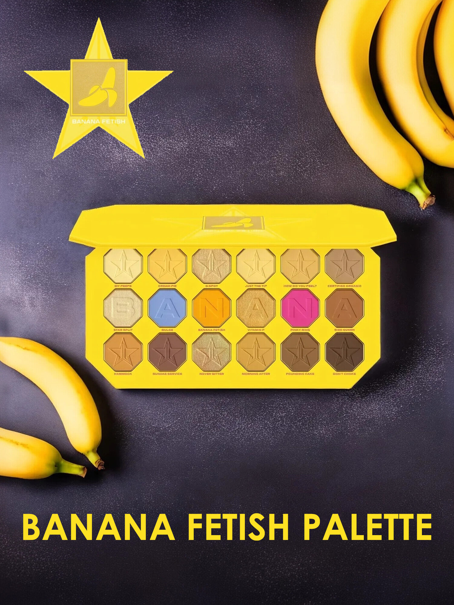 Палетка теней для век Jeffree Star - Banana Fetish Artistry Palette, 18 оттенков, 27 гр.