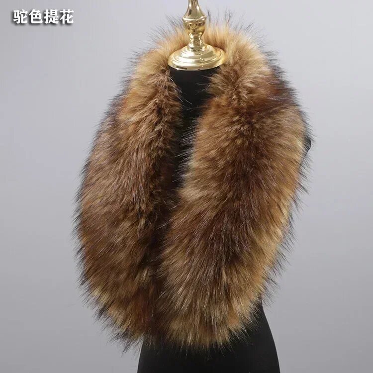 2025 Новый стиль фальшивый меховой воротник 100% высококачественный меховой шарф супер роскошная мода женщины мужчины воротник куртки капюшон шаль обертает ZH04,200,1,18, искусственный мех