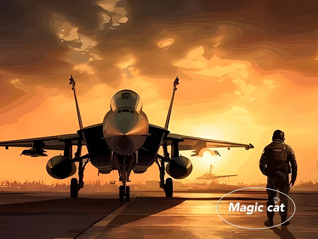 Картина из алмазной мозаики на подрамнике Круглые бриллианты 40х50см "самолет"