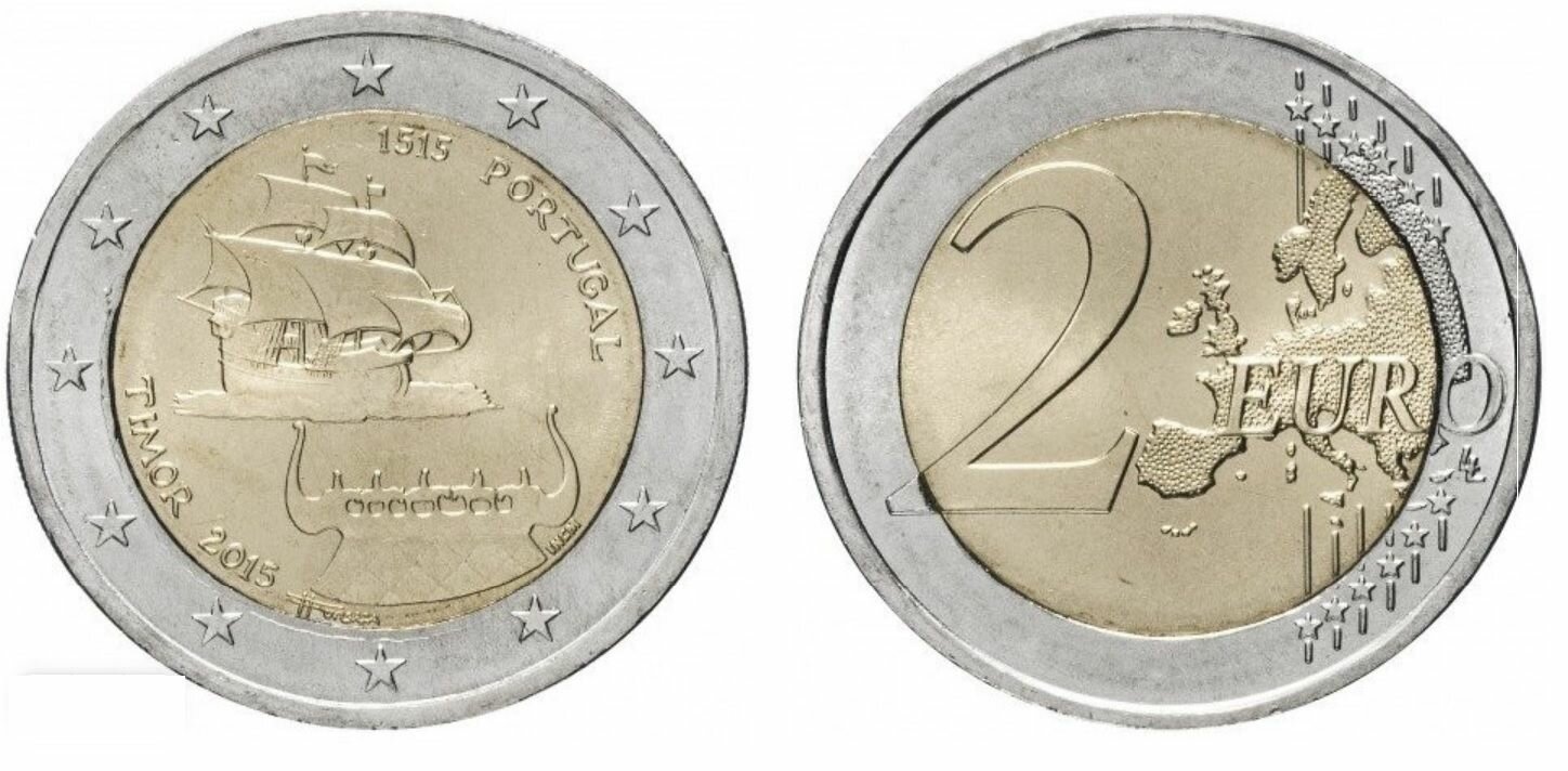 2 евро Португалия 2015 500 лет португальскому Тимору. UNC