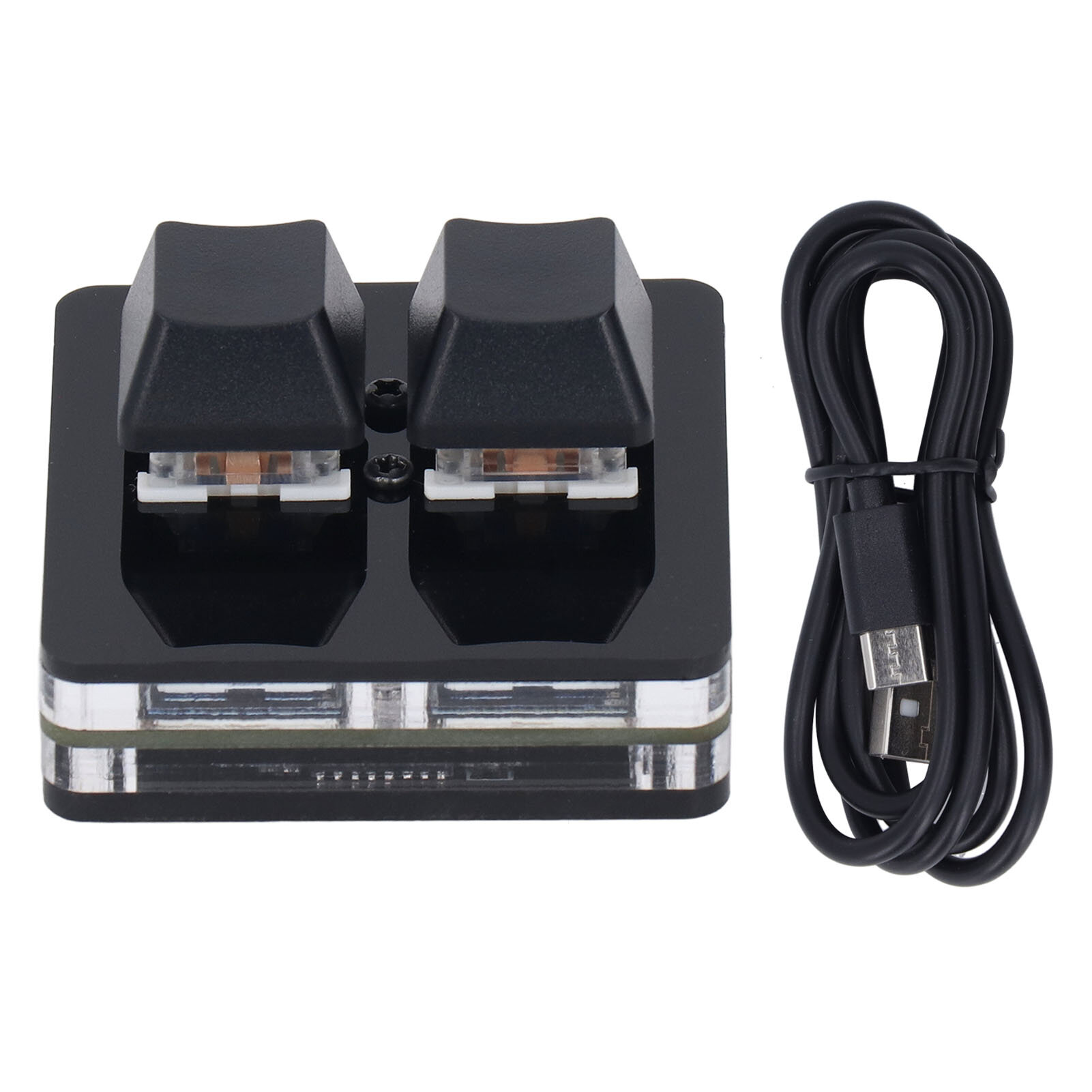 Игровая клавиатура с 2 клавишами, программируемой панелью управления, разъемом Type-C — USB, полностью черная, многофункциональная, для дома и офиса.