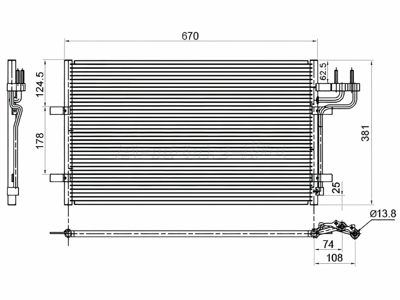 Радиатор кондиционера для Форд Фокус, Мазда 3, Опель Астра, F, Корса A арт STFDA53940 SAT
