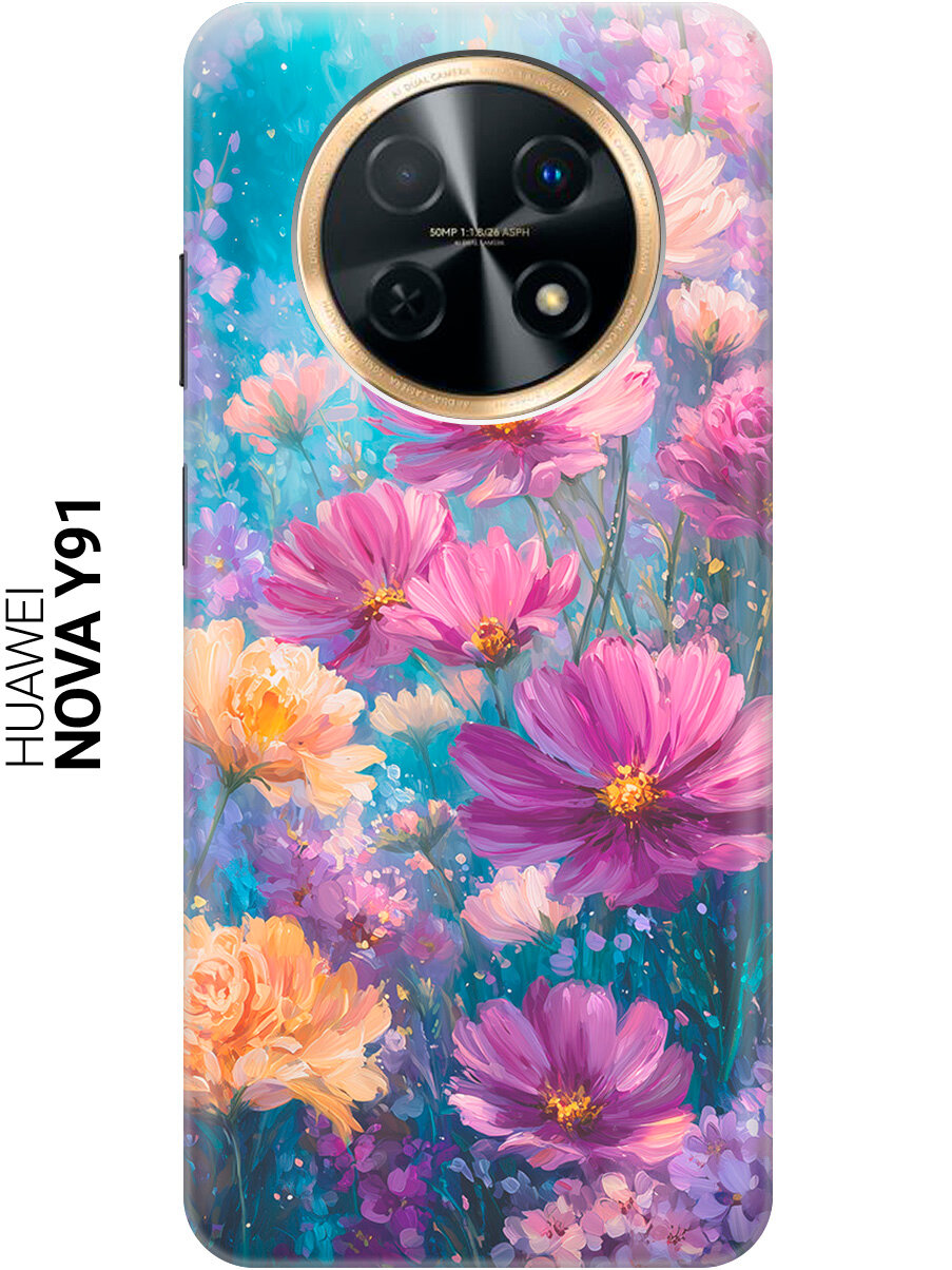 Силиконовый чехол на Huawei nova Y91 с принтом "Палитра полевых цветов"