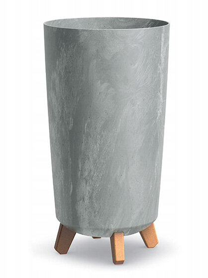 Кашпо для цветов Prosperplast GRACIA TUBUS на ножках, d-19.5 см, h-36.5 см, 7.5 л, антрацит/бетон, с дренажной вставкой