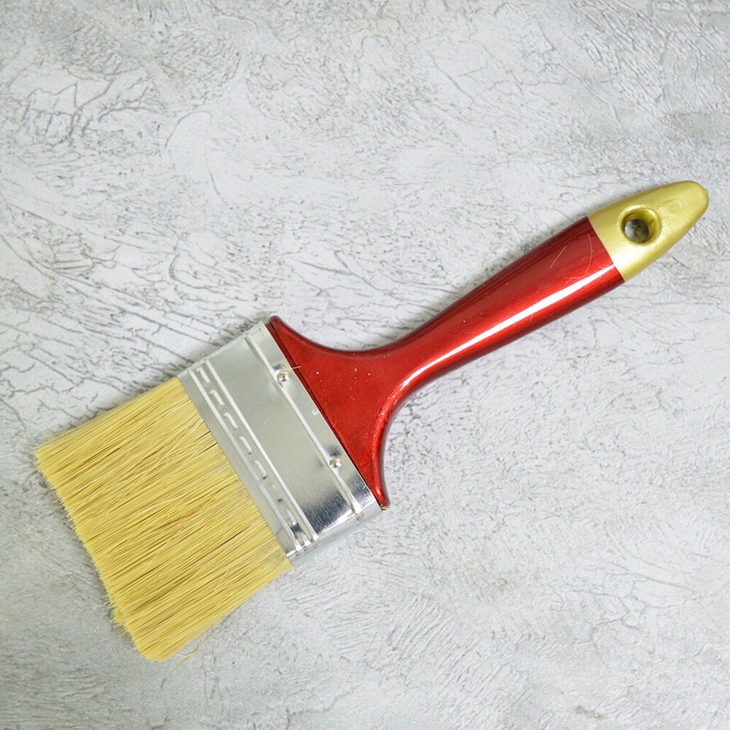Кисть плоская 2,5" 63мм, искусственная щетина, удобная деревянная ручка