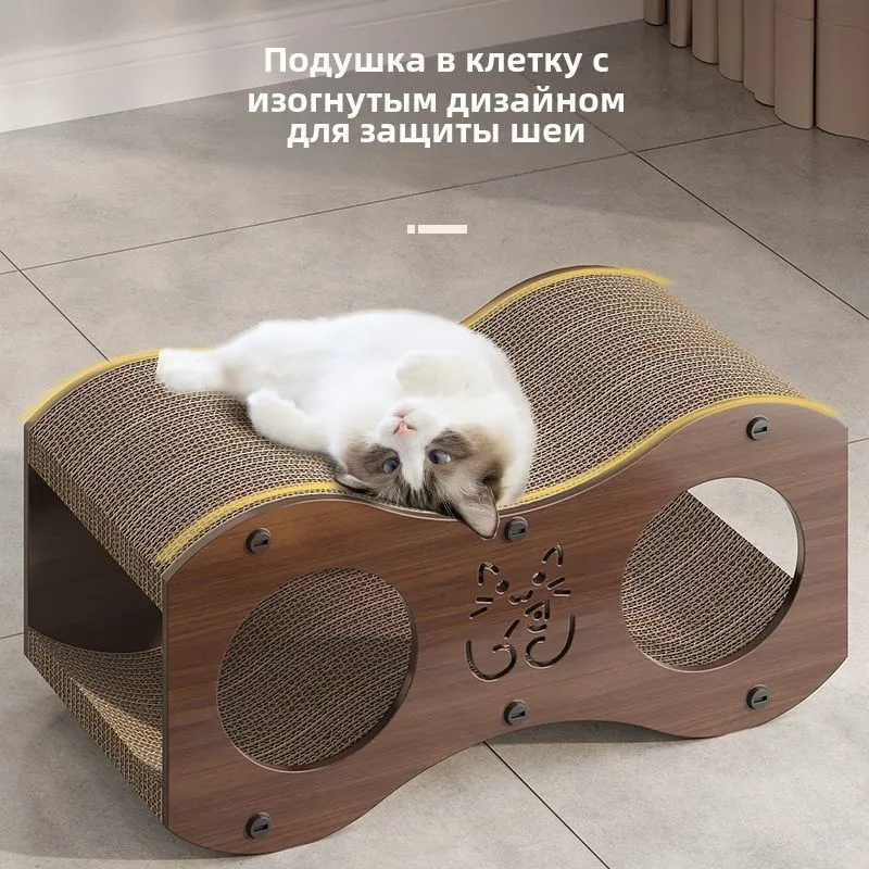 Когтеточка для кошек, угловая, деревянная, двусторонняя, цвет серый, высота 60 см